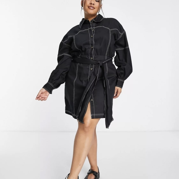 ASOS Curve | Dresses | Asos Design Curve Yoke Detail Twill Mini Shirt ...